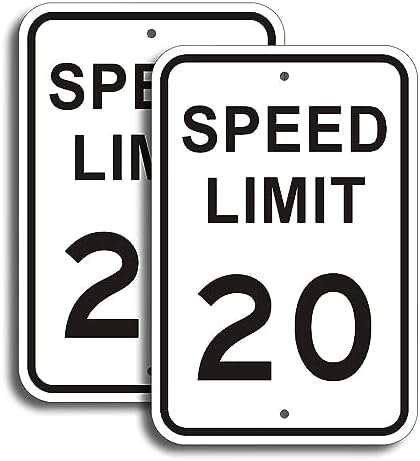 2 Pack Speed Limit 20 MPH Signs - 12"x18"Slow Down Traffic Sign - UV ...
