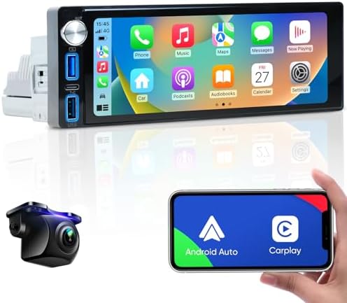 Amazon.com: Single Din Touchscreen Car Stereo with Carplay & Android ...