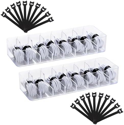 Amazon.com: RAMFIYN Set of 2 Phone Cable Organizer Box Stackable Clear ...