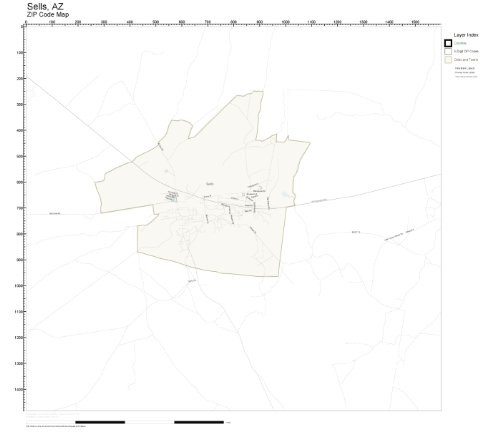 Amazon.com : ZIP Code Wall Map of Sells, AZ ZIP Code Map Not Laminated ...