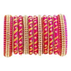 Buy Kraftz-N-Creations Multi Colour Silk Thread Bangle Set for Women ...