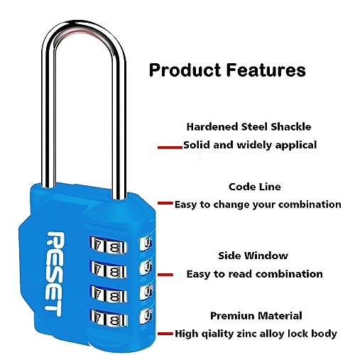 RESET-060 4 Digit Combination Padlock with 2.4 inch Long Shackle ...