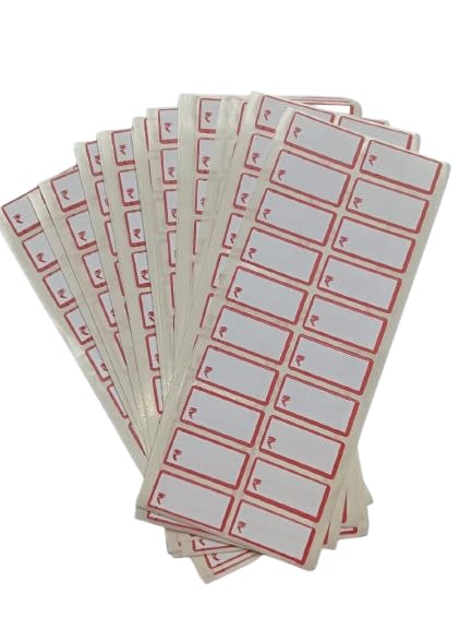 Sehgal Store ₹ Rupees Sign Blank Stickers with Bold Red Border for ...