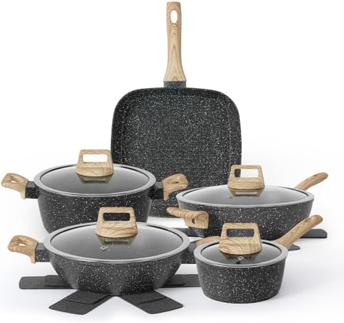 Amazon.com: Karaca BlackGold Non-Stick Pots and Pans Set, Bio Granite ...