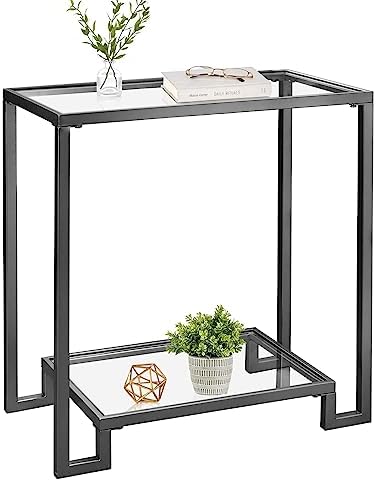 Amazon.com: Yaheetech Glass Side Table, Tempered Glass End Table with ...