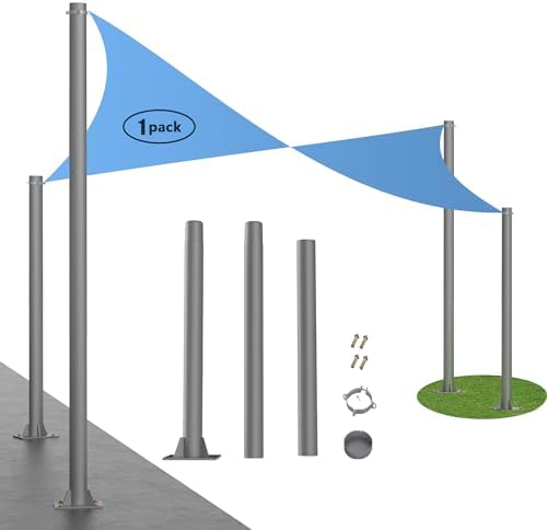 Amazon.com : 8FT Shade Sail Poles,Height-Adjustable Sun Shade Poles ...
