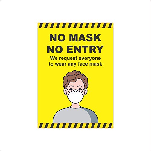 SVM CRAFT No Mask No Entry Sticker Mask Safety Window Door Sign Notice ...