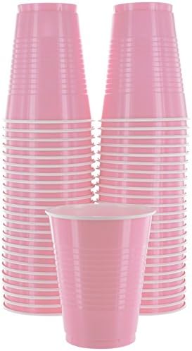 Amazon.com: Pink Solid Color Plastic Party Cup (12 Oz.) 20 Count ...