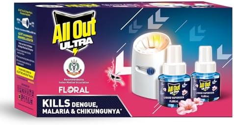 All Out Ultra Floral Liquid Vaporizer, Machine + 2 Refills (45ml each ...