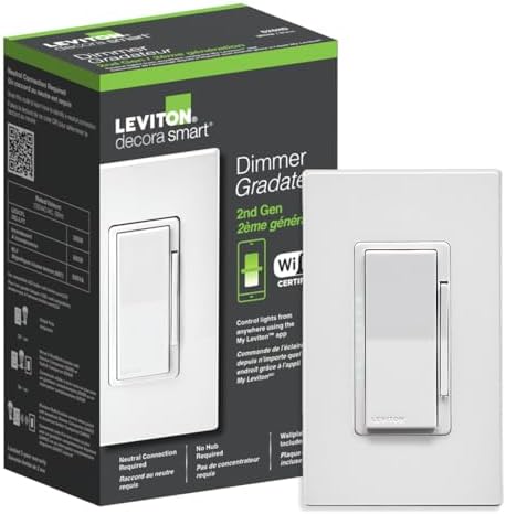 Leviton Decora Smart Switch, Wi-Fi 2nd Gen, Neutral Wire Required, Works with Matter, My Leviton ...