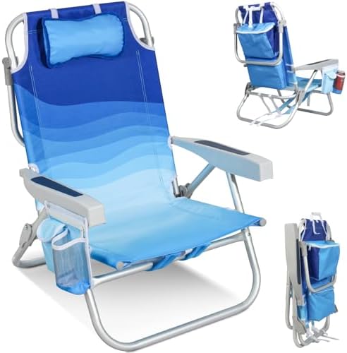 Amazon.com : Reclining Beach Chairs for Adults, Wave Blue : Sports ...
