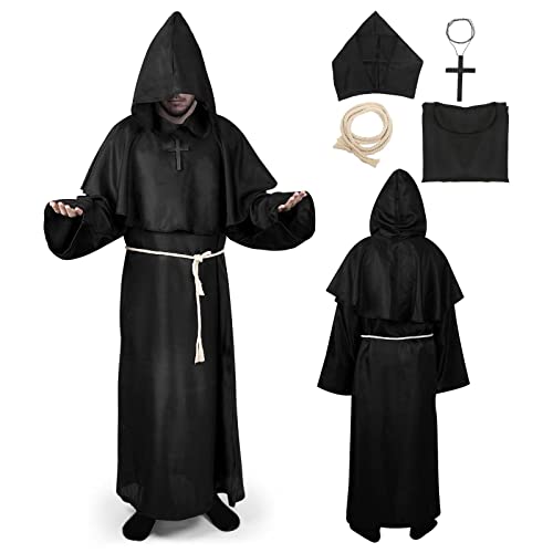 Medieval Robes Hooded Monk Robes Costume, Priester Monk Robes Costume ...