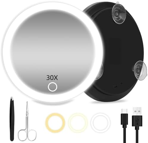Amazon.com - 30X Magnifying Mirror with Lights, 6inch Large Makeup ...