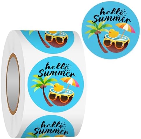 Amazon.com: Heyfibro 500PCS Hello Summer Sticker Rolls, 1.5 Inches ...