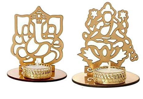 Buy Set of 2 Lord Ganesh & Laxmi Shadow Diya Online at Low Prices in ...