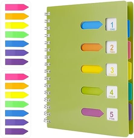 HMIEPRS A5 Subject Spiral Notebook with 2Pcs Index Tabs, WireBound ...