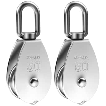 Stainless Steel Pulley Block M50 2 Pack, 304 Grade Single Wheel Pulley ...