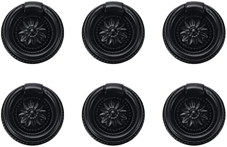 Wealrit 6 Pcs Antique Black Drawer Pull Rings Metal Cabinet Ring ...