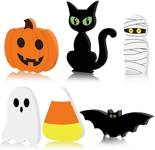 Amazon.com: 6PCS Halloween Wooden Decor - Halloween Wooden Signs ...