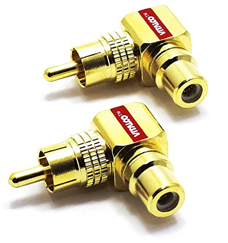 RCA 90° Angled Adaptor Vitalco Gold-Plated Phono Angle Male to Female ...