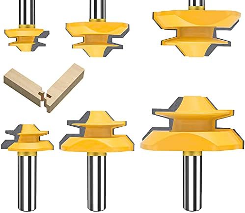 Mesee 3 Pieces 45 Degree Drawer Lock Miter Router Bits with 1/4 Inch ...