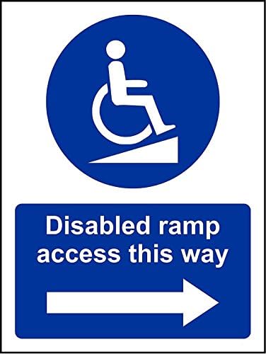 Disabled ramp access this way left safety sign - 3mm Aluminium sign ...