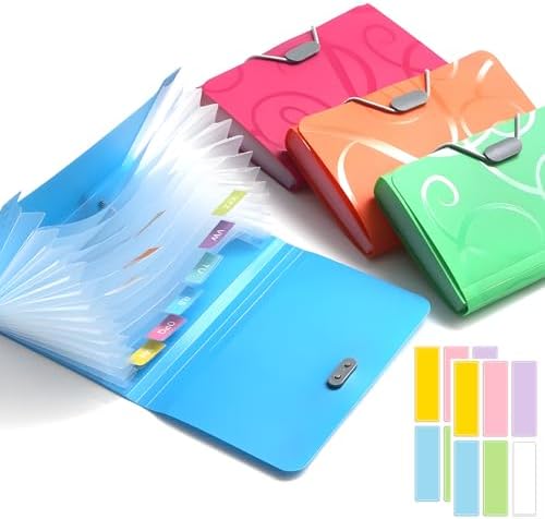 4 Pack Expanding File Organisers A6 Size Portable Accordion Folder 13 ...