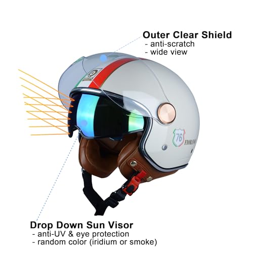 Snapklik.com : BEON Half 3/4 Face Motorcycle Helmet, DOT Approved ...