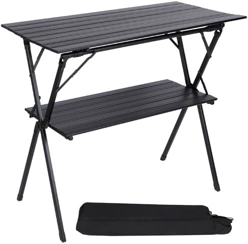 Amazon.com: REDCAMP Folding Portable Camping Table, Aluminum Roll-up ...