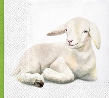 Amazon.com: Set of 2 Individual Decoupage Paper Party Napkins LAMB ...