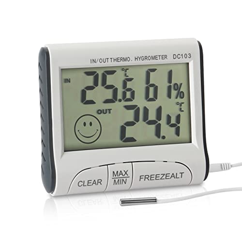 HIULLEN Thermometer Hygrometer Innen, Digitales Thermo-Hygrometer Raumthermometer mit Sonde ...