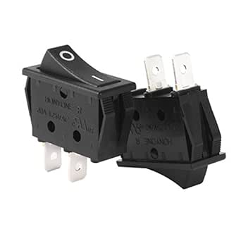 uxcell SPST On-Off 2 Terminal 2 Position Boat Rocker Switch Black AC 20A/125V 22A/250V: Amazon ...