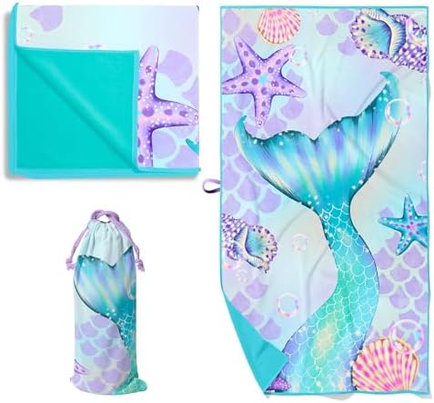 Amazon.com: Mindsoft 48 x 24 Inches 4 Pcs Mermaid Beach Towel for Beach ...