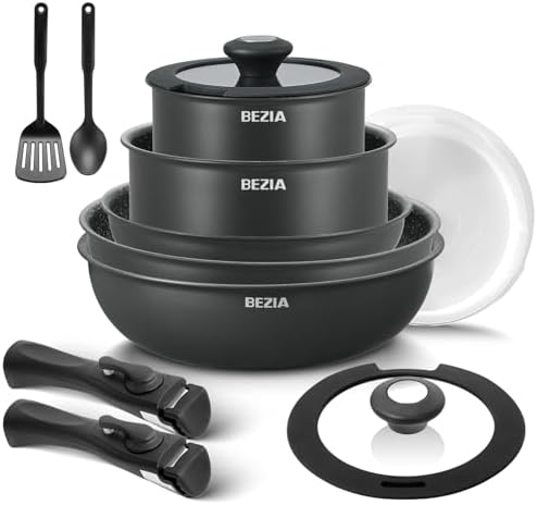 Amazon.com: BEZIA Induction Cookware Set 13 Pieces, Non Stick Pots and ...
