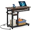Amazon.com: LITTLE TREE Rolling C Side Table Portable Desk with Power ...