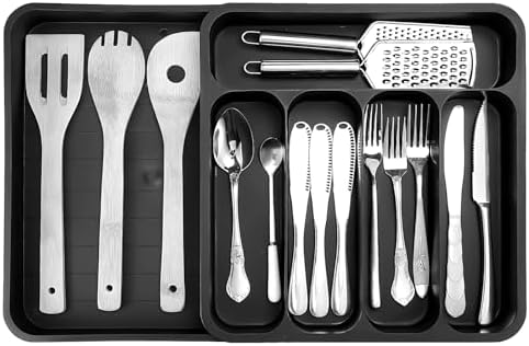 Cutlery Drawer Organiser Large,Expandable Kitchen Utensil Tray Flatware ...