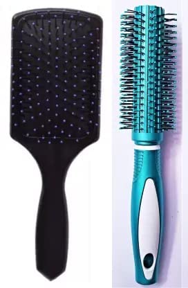 Buy AIR BEAUTY Round Rolling Curling Roller Comb Hair Brush Blue color ...