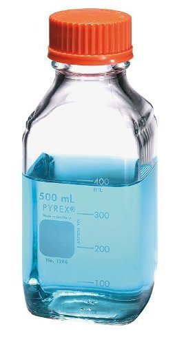 Corning 1396-500 Pyrex Square Media Storage Bottle with GL45 Screw Cap ...