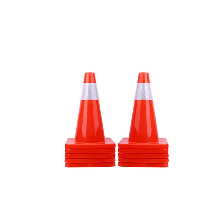 Buy 10 Pack 18" Traffic Cones Safety Road Parking Cones Weighted Hazard ...