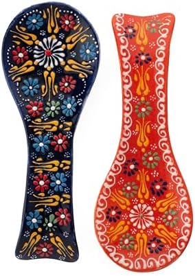 Amazon.com: Quadow Spoon Holder/ Spoon Rest Ceramic Blue and White Hand ...