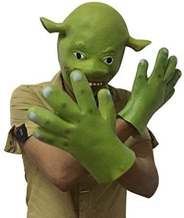 Utaomldhalloween Scary Mask Mask With Green Gloves Set Costume Shrek ...
