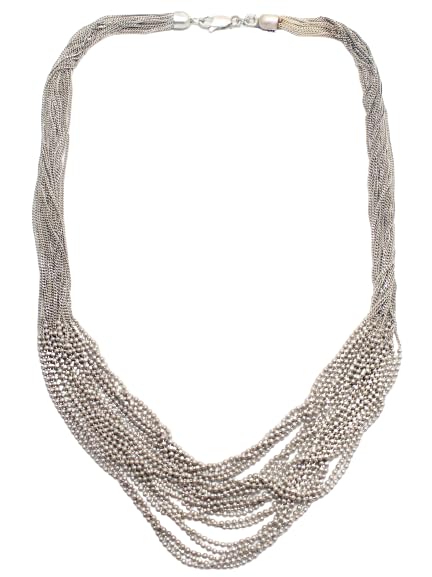 Buy Rajasthan Gems 22 Chain Chains Bunch Stackable Tangled Silver ...