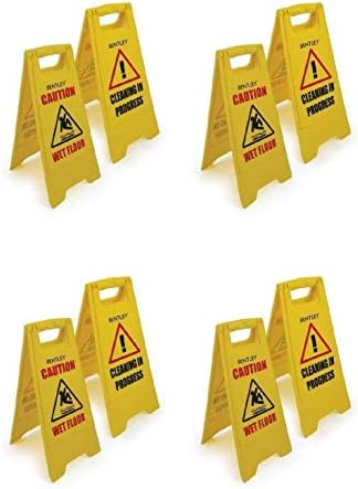 Abbey Pack of 10 Warning Caution Wet Floor Sign Yellow 640mm Height – Cleaning in Progress Floor ...