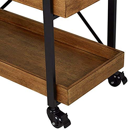 Snapklik.com : BrandRivet Modern Rustic Rolling Bar Cart