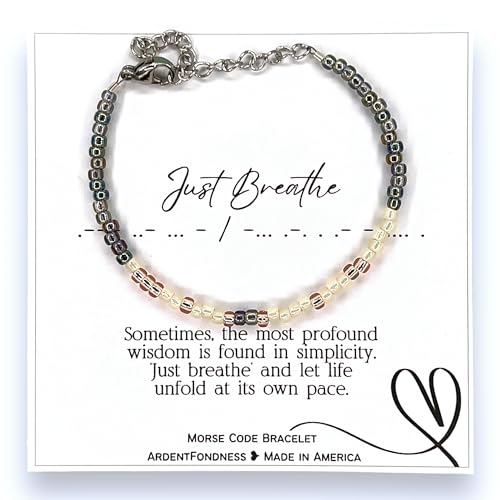 Amazon.com: Just Breathe Bracelet, Morse Code Bracelet for Women, Secret Message Jewelry, Keep ...