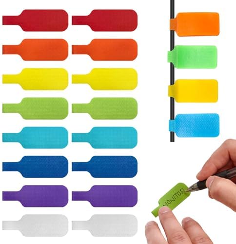 Seeotwo 100 Pieces Self-Adhesive Cable Label Tags Waterproof Labels for ...
