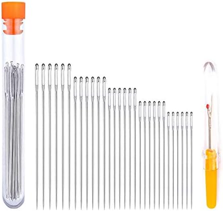 5 PCS Long Sewing Needles, Large Eye Stitching Needles with Needle ...