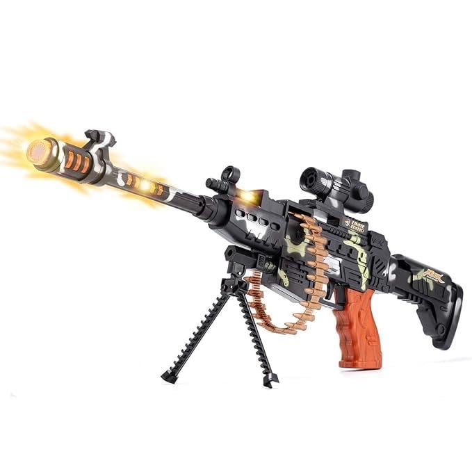 SPOKID Pack of 1 Machine Gun Toy with LED Flashing Lights and Sound ...