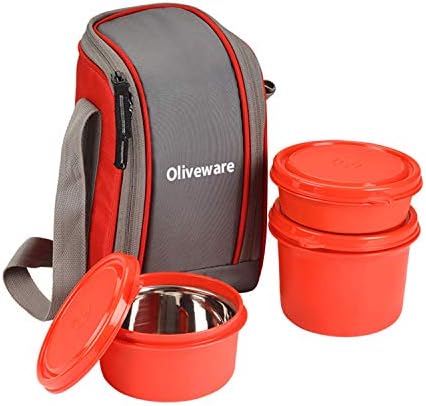 Buy Home Puff Set of 4 Stainless Steel Insulated Lunch Boxes for Office Men & Women, Airtight ...