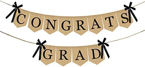Amazon.com: Burlap Congrats Grad Graduation Banner - No DIY Required ...